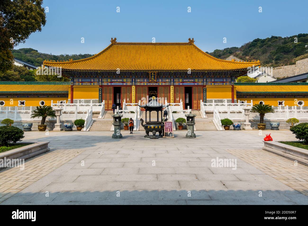 Chinese traditional royal style colorful temples in the Putuoshan ...