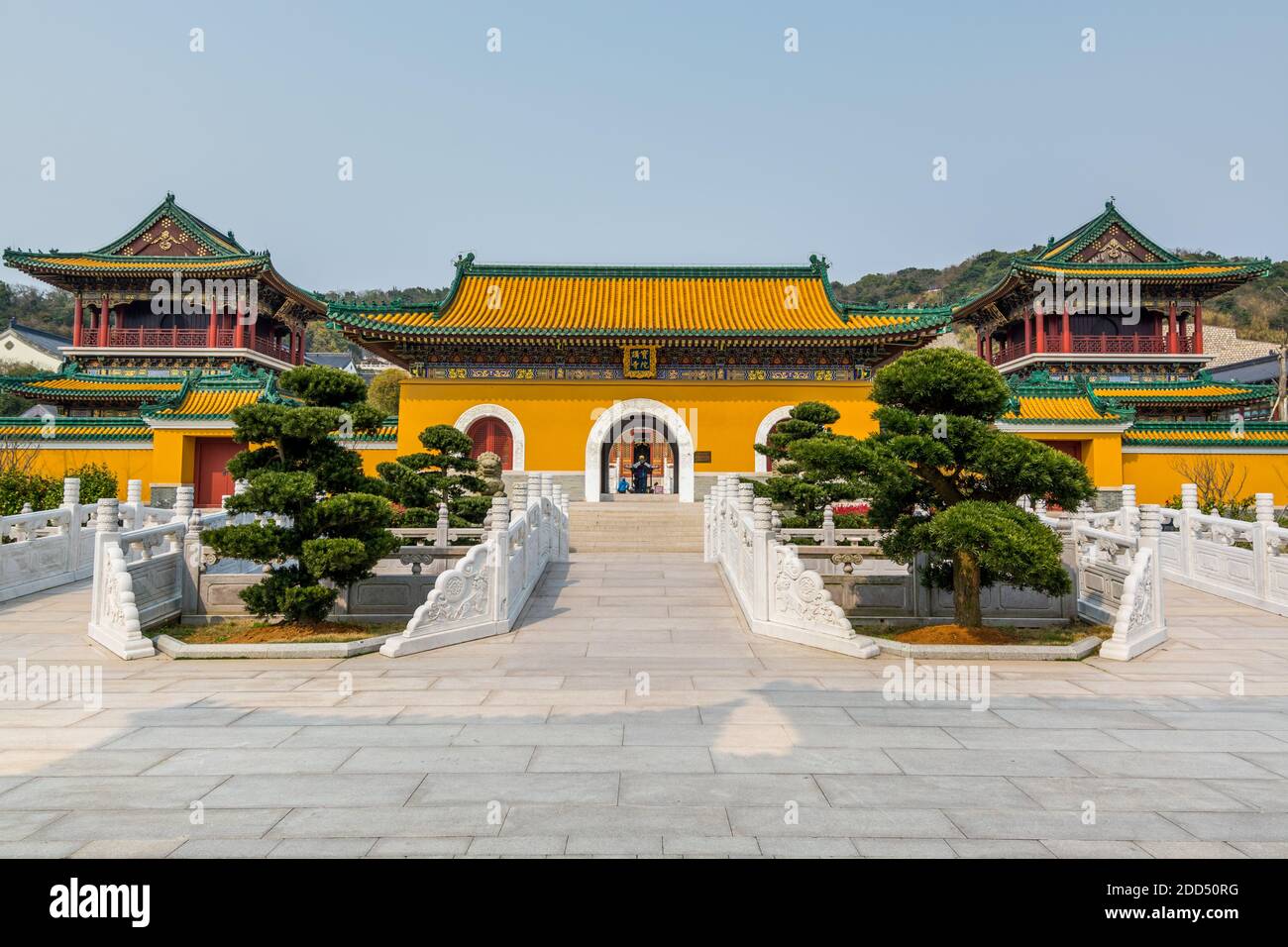 Chinese traditional royal style colorful temples in the Putuoshan ...