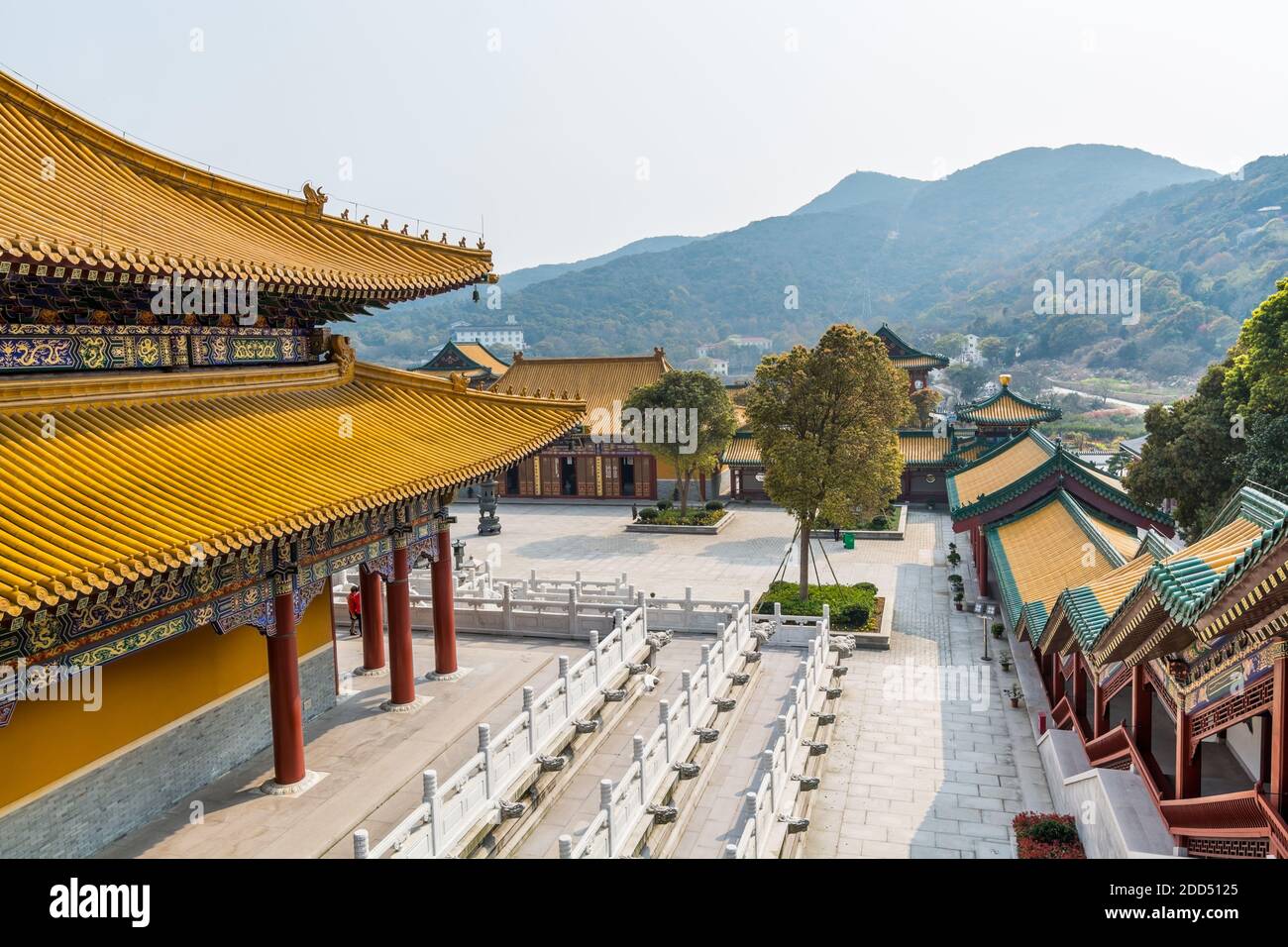 Chinese traditional royal style colorful temples in the Putuoshan ...