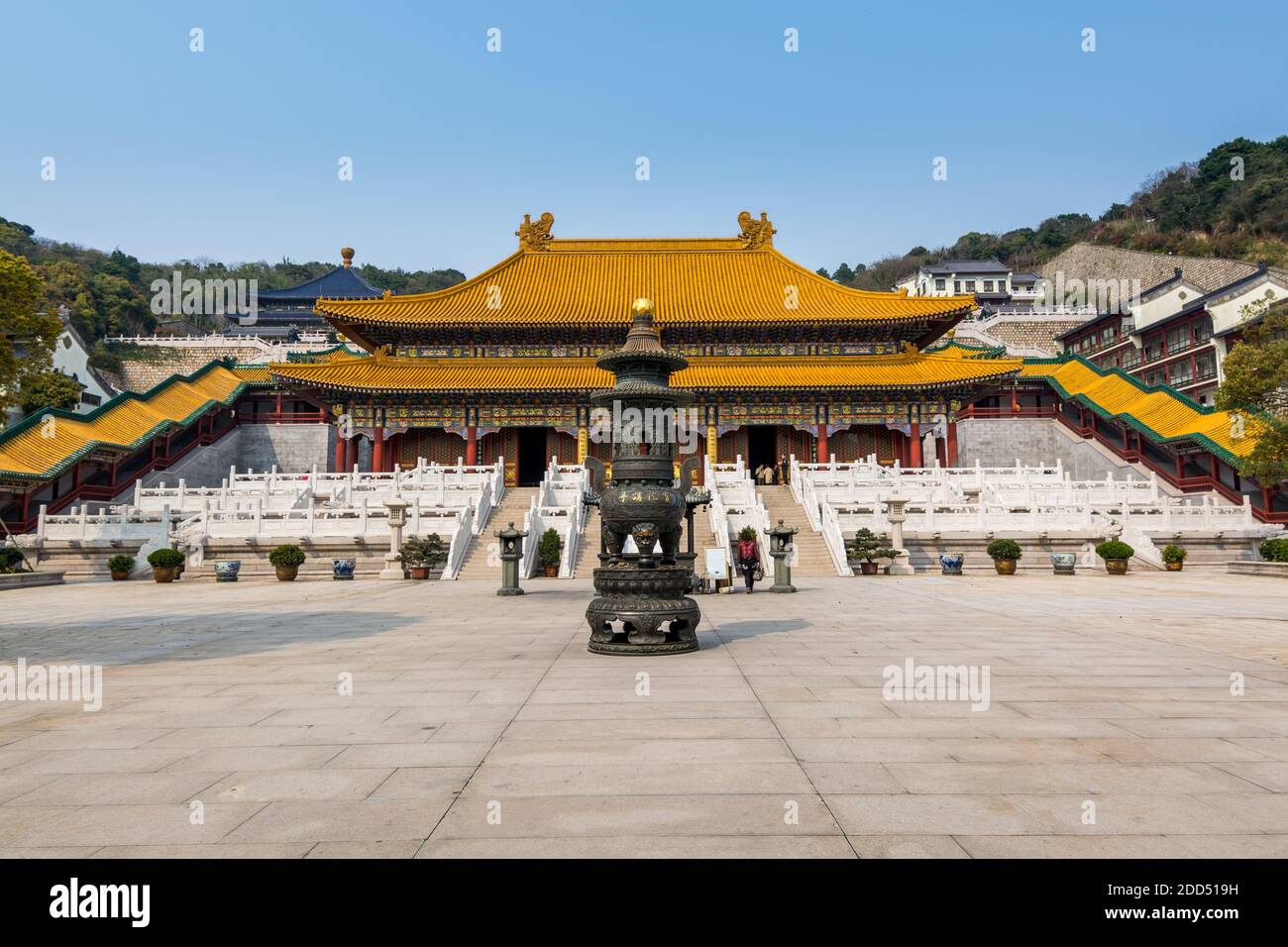 Chinese traditional royal style colorful temples in the Putuoshan ...