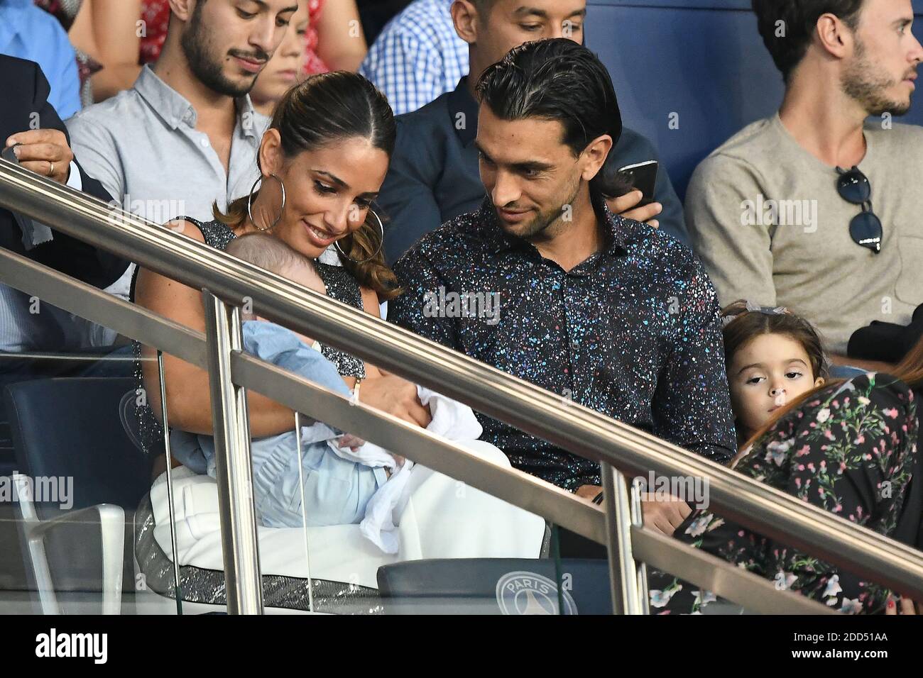Javier Pastore and family watch from the stands Paris Saint-Germain ...