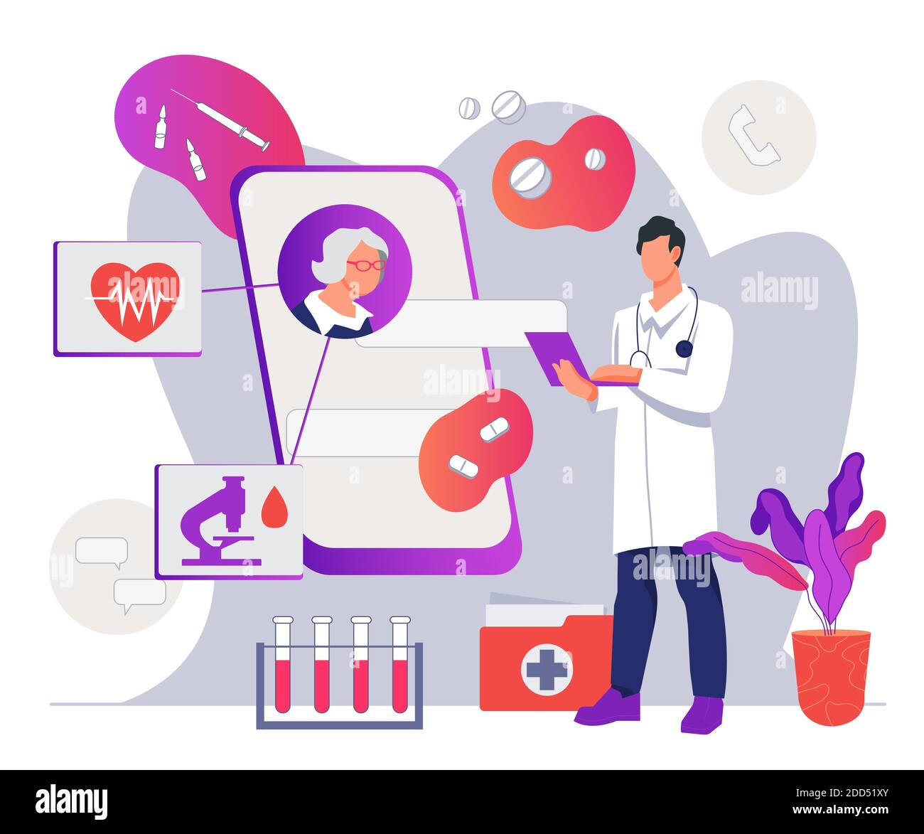 Elderly diabetic patient Stock Vector Images - Alamy