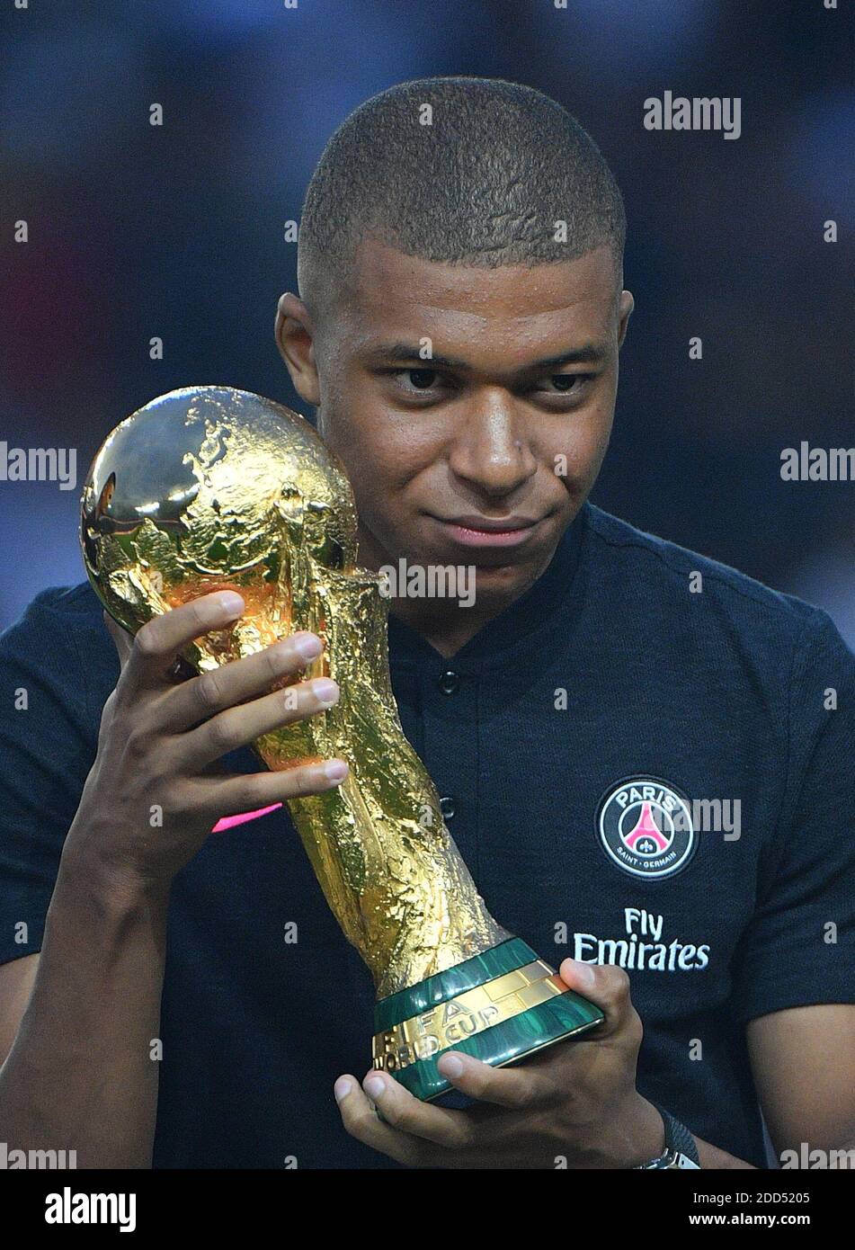 Paris Saint-Germain's forward Kylian Mbappe lifts the 2018 World Cup ...