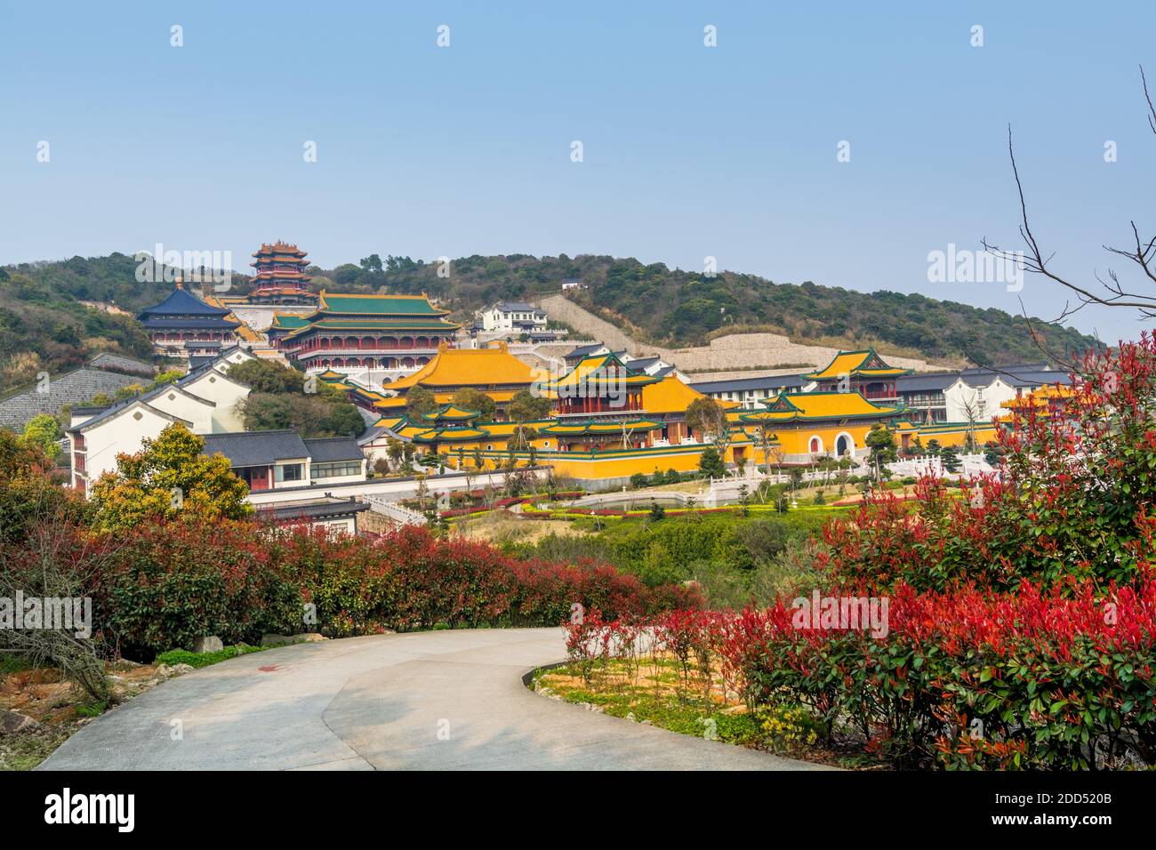 Chinese traditional colorful Baotuo lecture temples in the Putuoshan ...