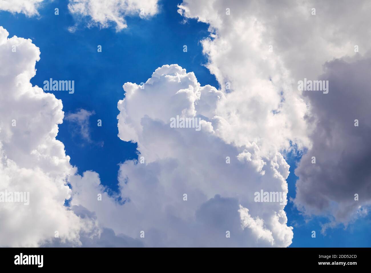 Dramatic white clouds float in the blue sky Stock Photo - Alamy