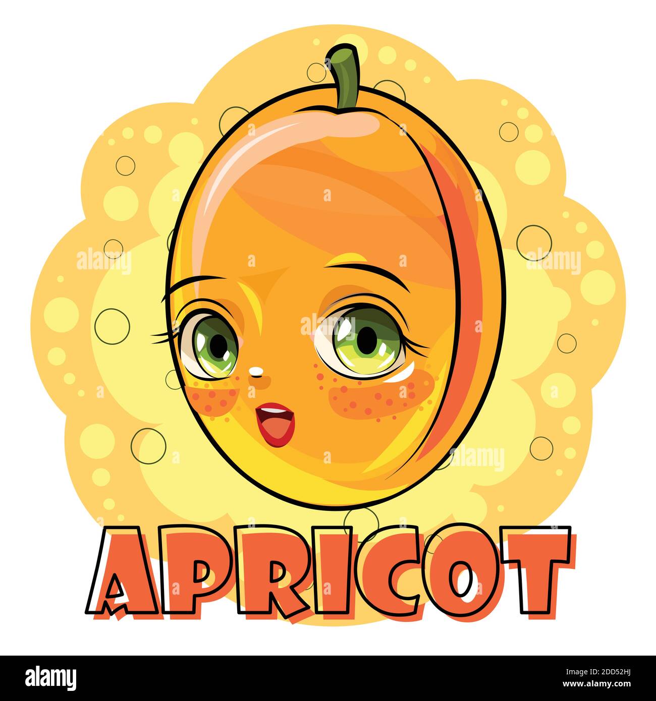 Apricot fruits on an abstract background. Face. Inscription. Isolated ...