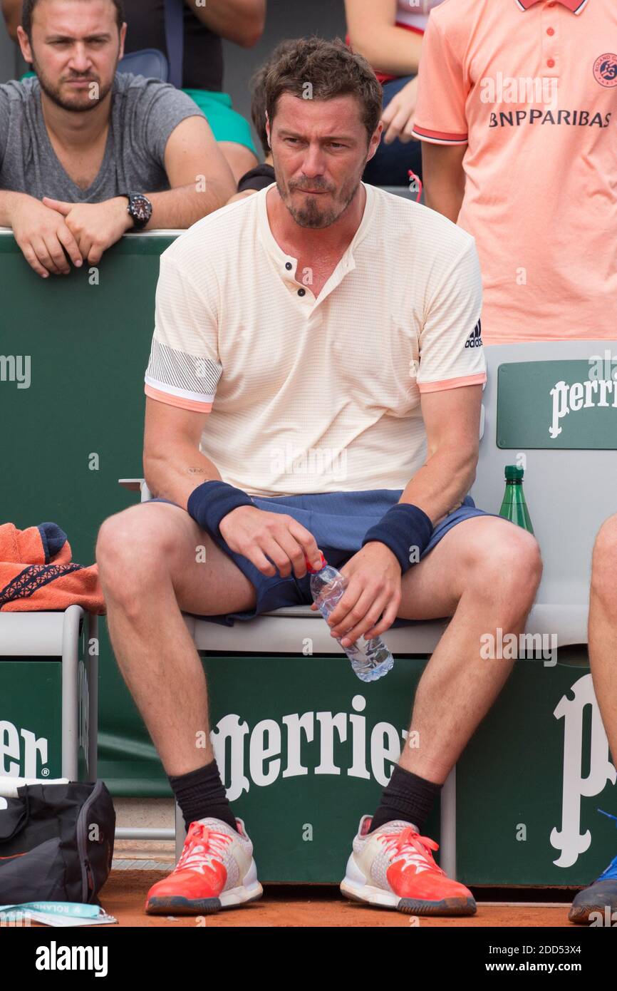 Marat Safin in action during French Tennis Open at Roland-Garros arena ...