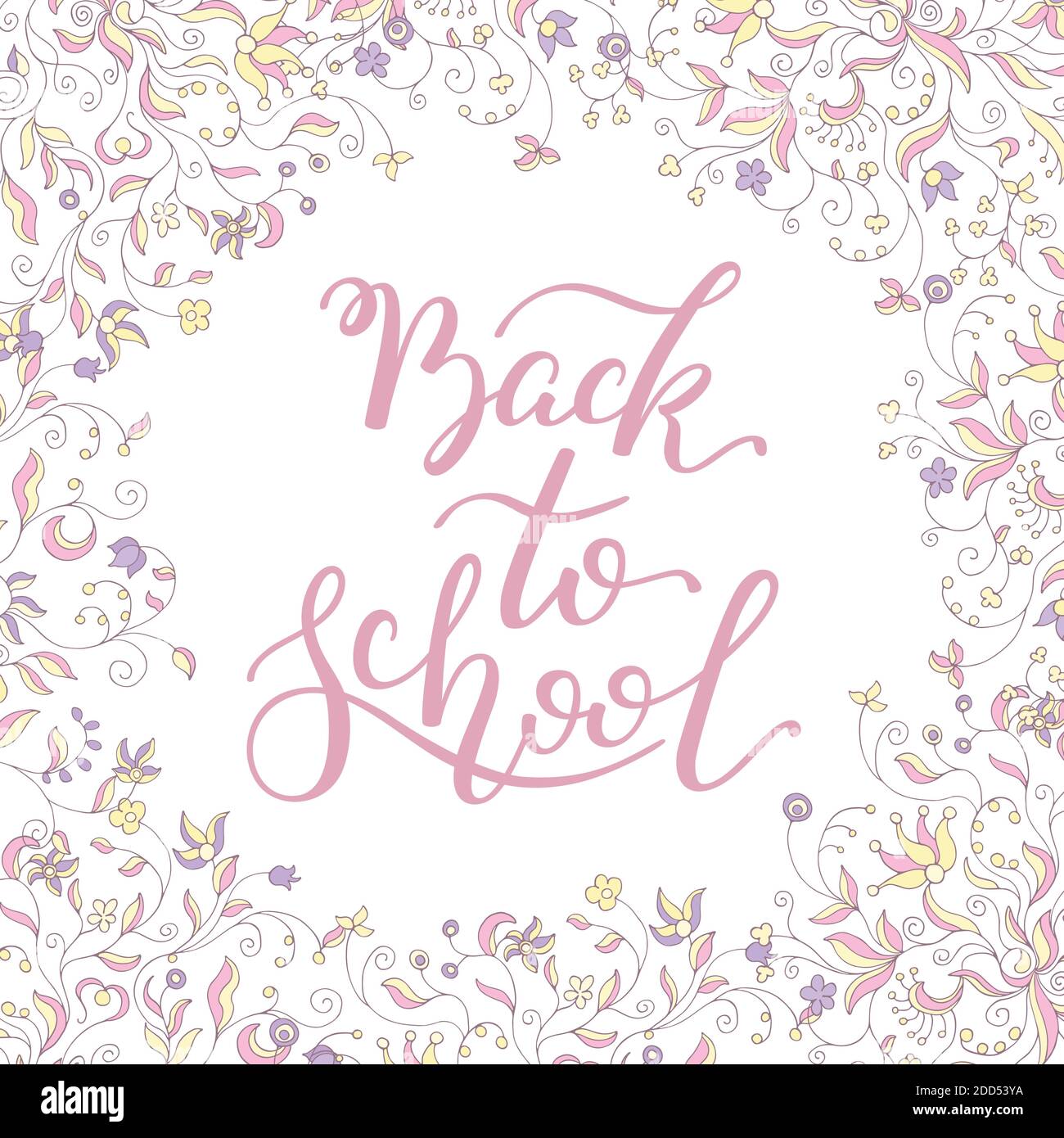 Back to School hand lettering. Template for card, poster, print Stock ...