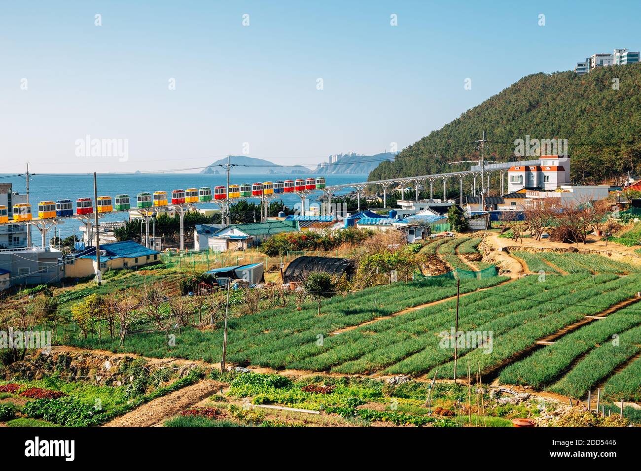 View of Cheongsapo village and blue ocean in Busan, Korea Stock Photo ...