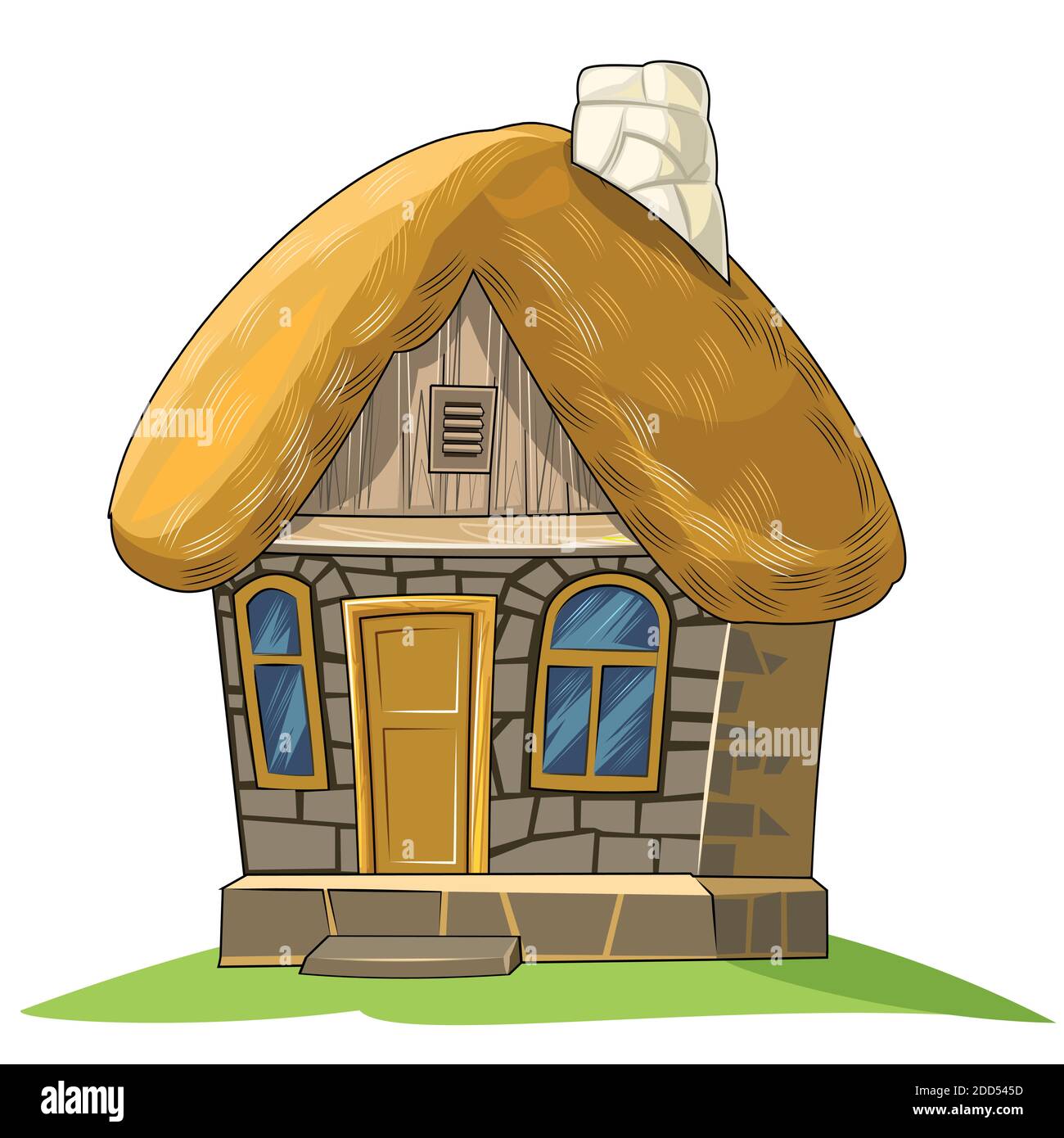 Old house with a thatched roof. Fabulous cartoon object. Cute childish ...