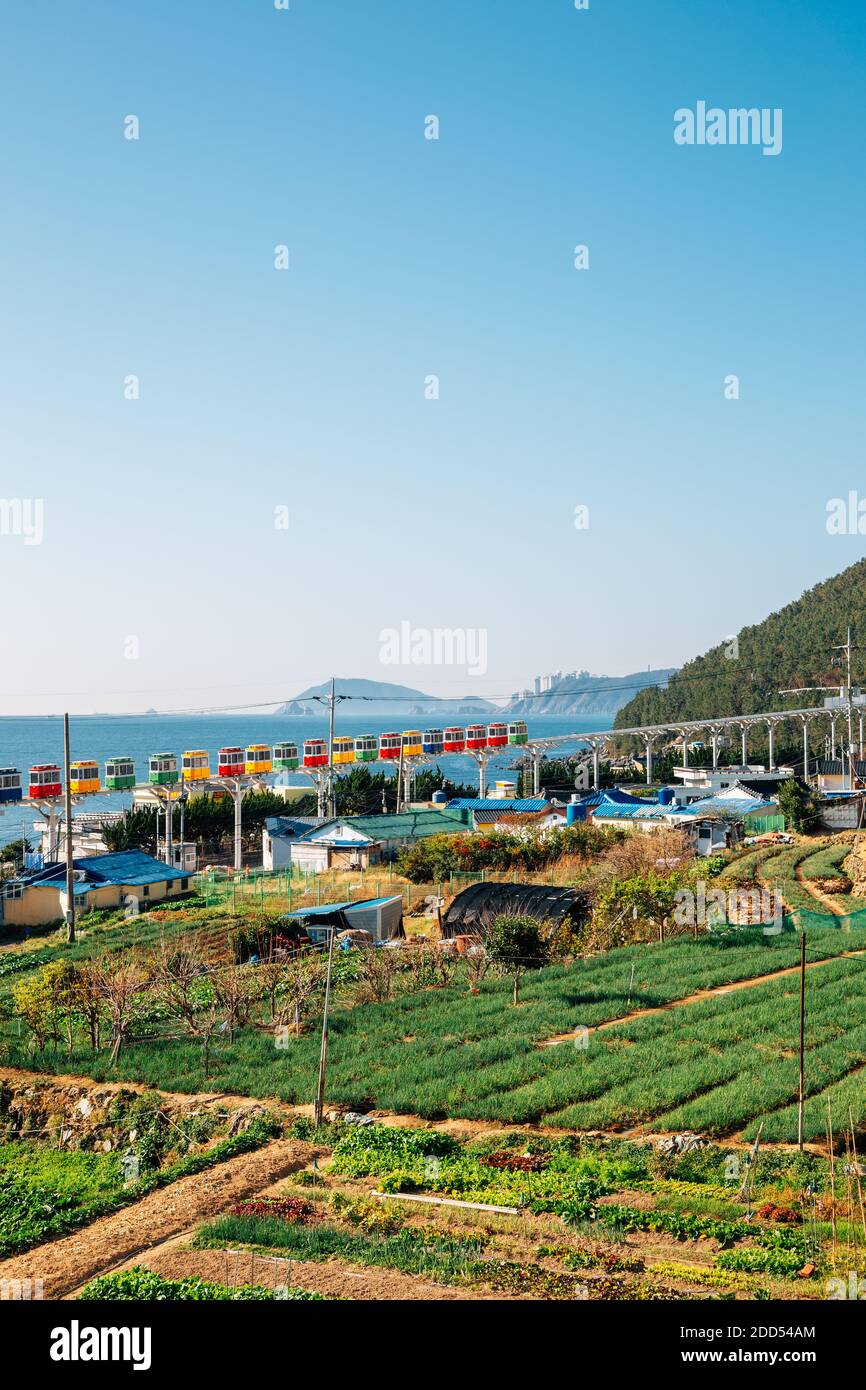 View of Cheongsapo village and blue ocean in Busan, Korea Stock Photo ...
