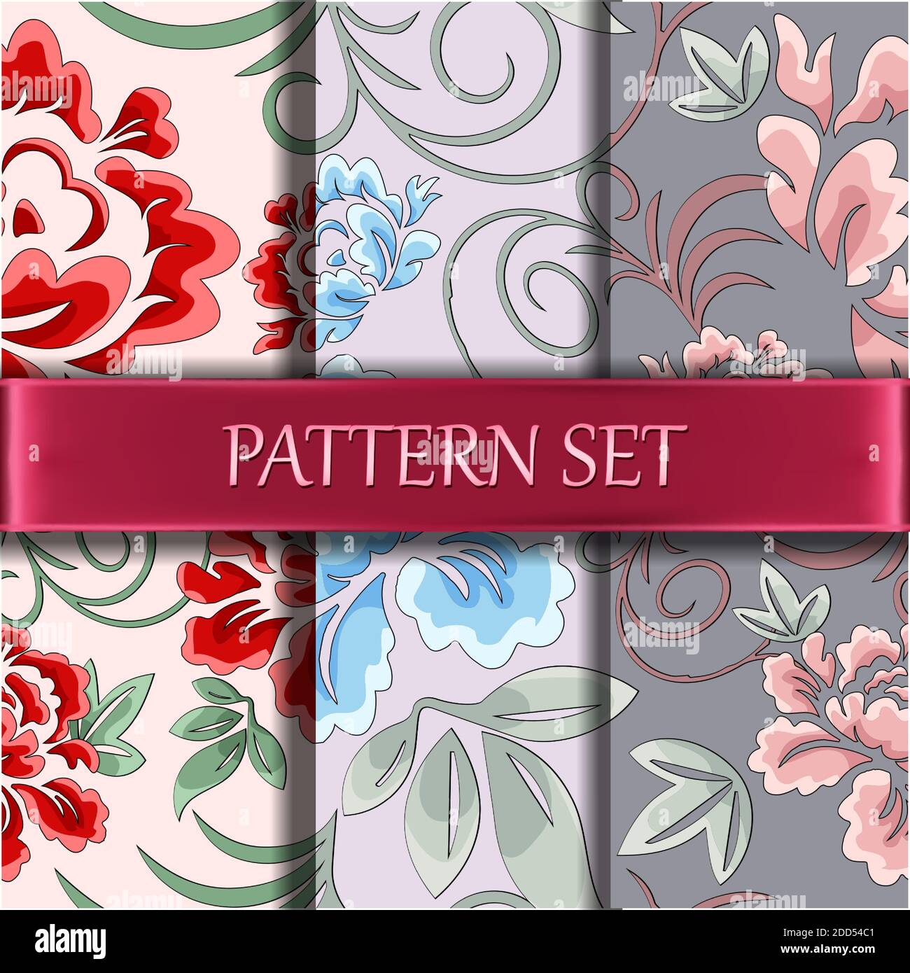 Vector collection of seamless floral flower pattern. Spring summer ...