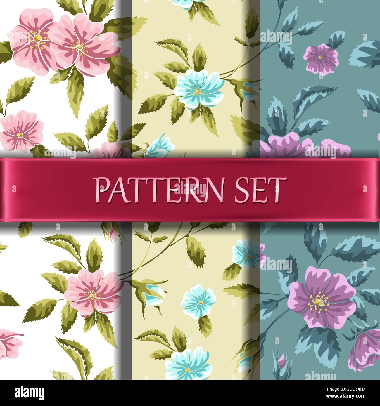Vector collection of seamless floral flower pattern. Spring summer ...