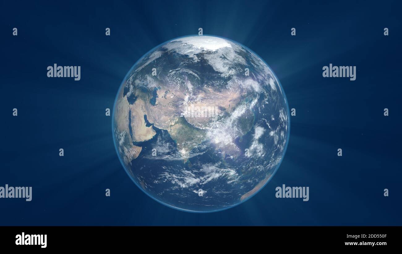 planet earth seen from satellite, 3d render illustration Stock Photo ...