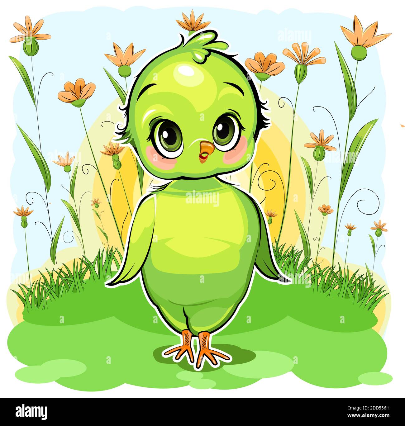 parrot girl. Funny chick. Cute and funny baby bird. The isolated object ...