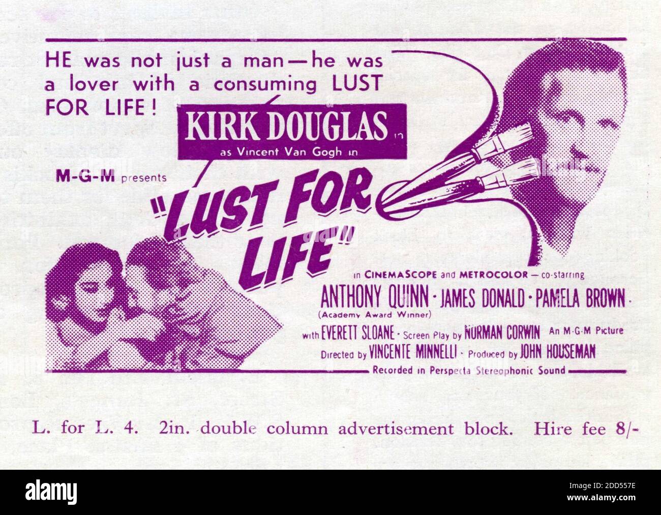 KIRK DOUGLAS as Vincent Van Gogh in LUST FOR LIFE 1956 director VINCENT ...