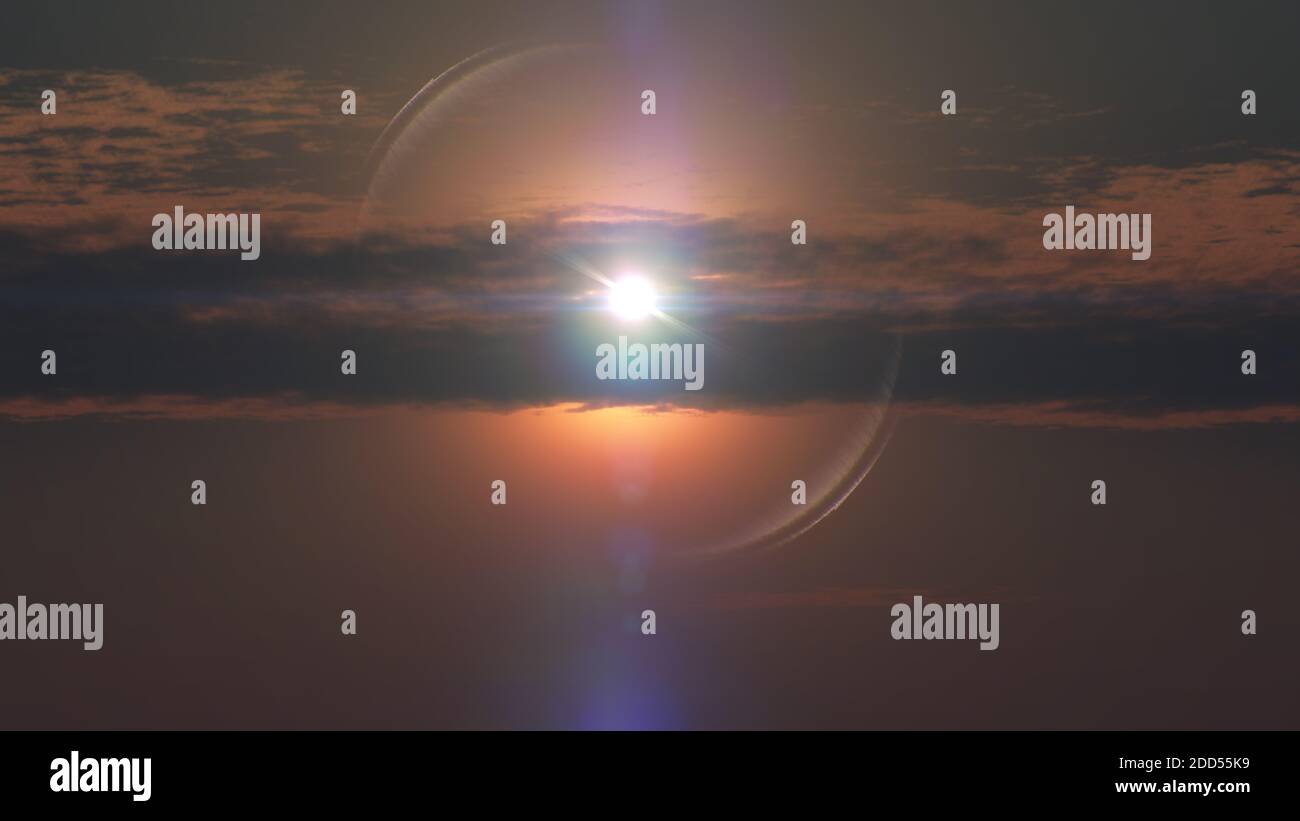 sunset with line clouds abstract, 3d render illustration Stock Photo ...