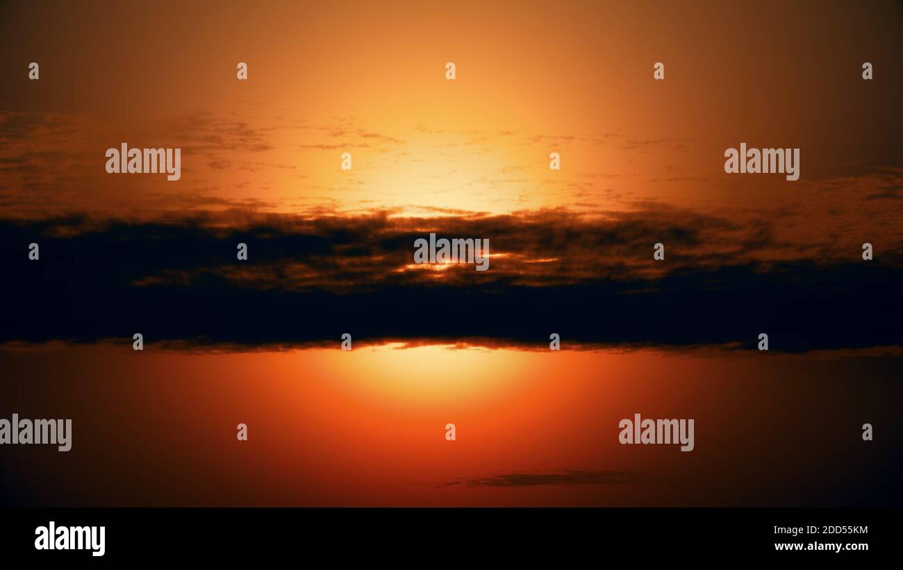 sunset with line clouds abstract, 3d render illustration Stock Photo ...