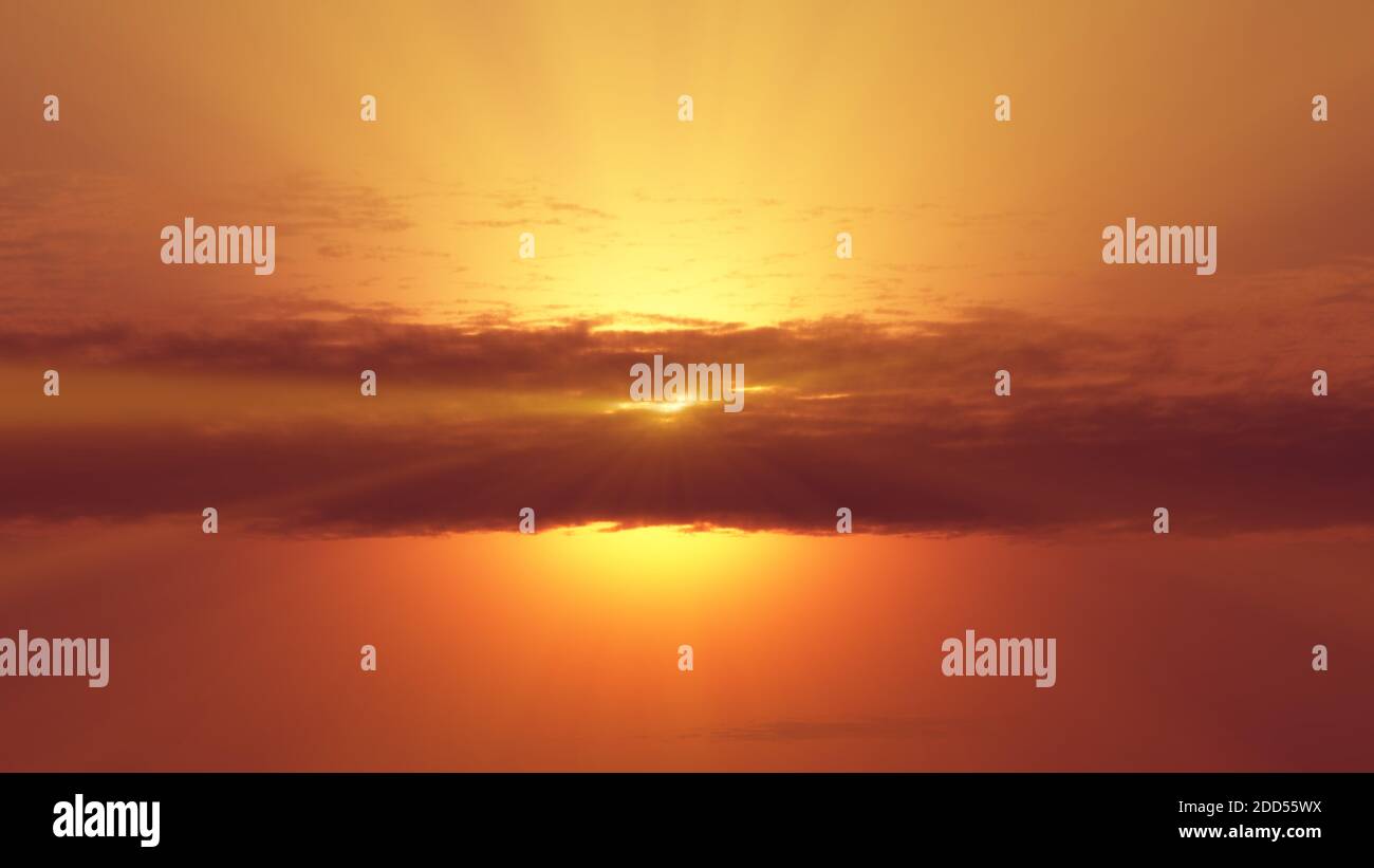 sunset with line clouds abstract, 3d render illustration Stock Photo ...