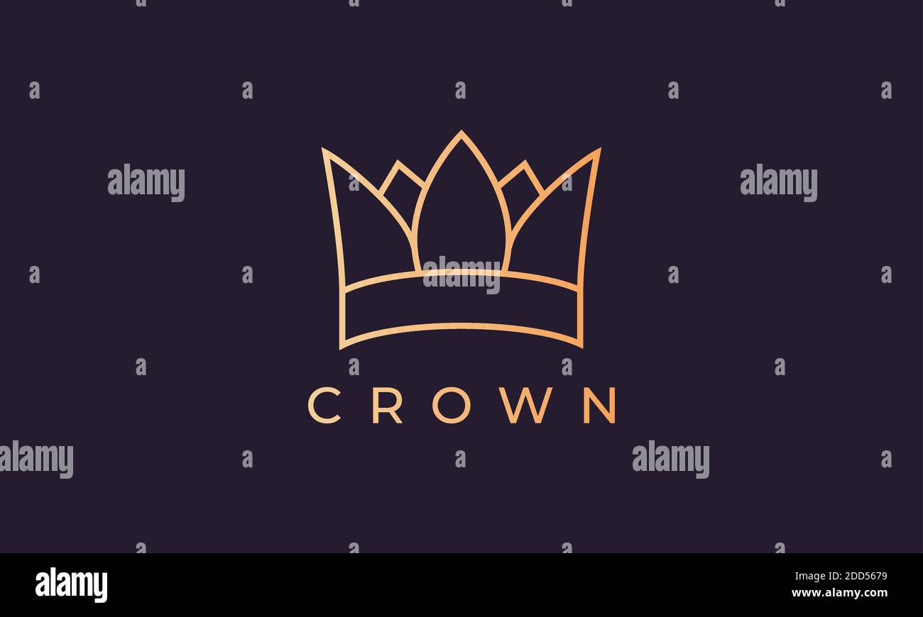 luxury gold kingdom crown logo with simple and modern line art style ...