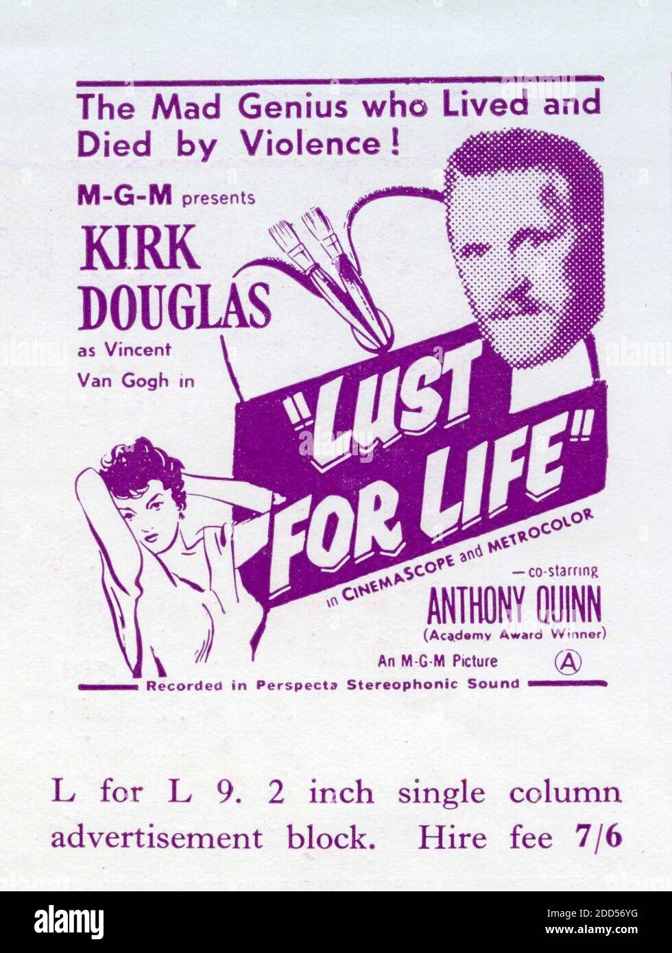 KIRK DOUGLAS as Vincent Van Gogh in LUST FOR LIFE 1956 director VINCENT ...