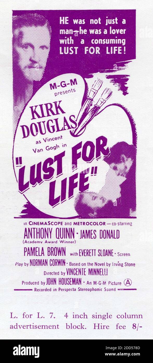 KIRK DOUGLAS as Vincent Van Gogh in LUST FOR LIFE 1956 director VINCENT ...