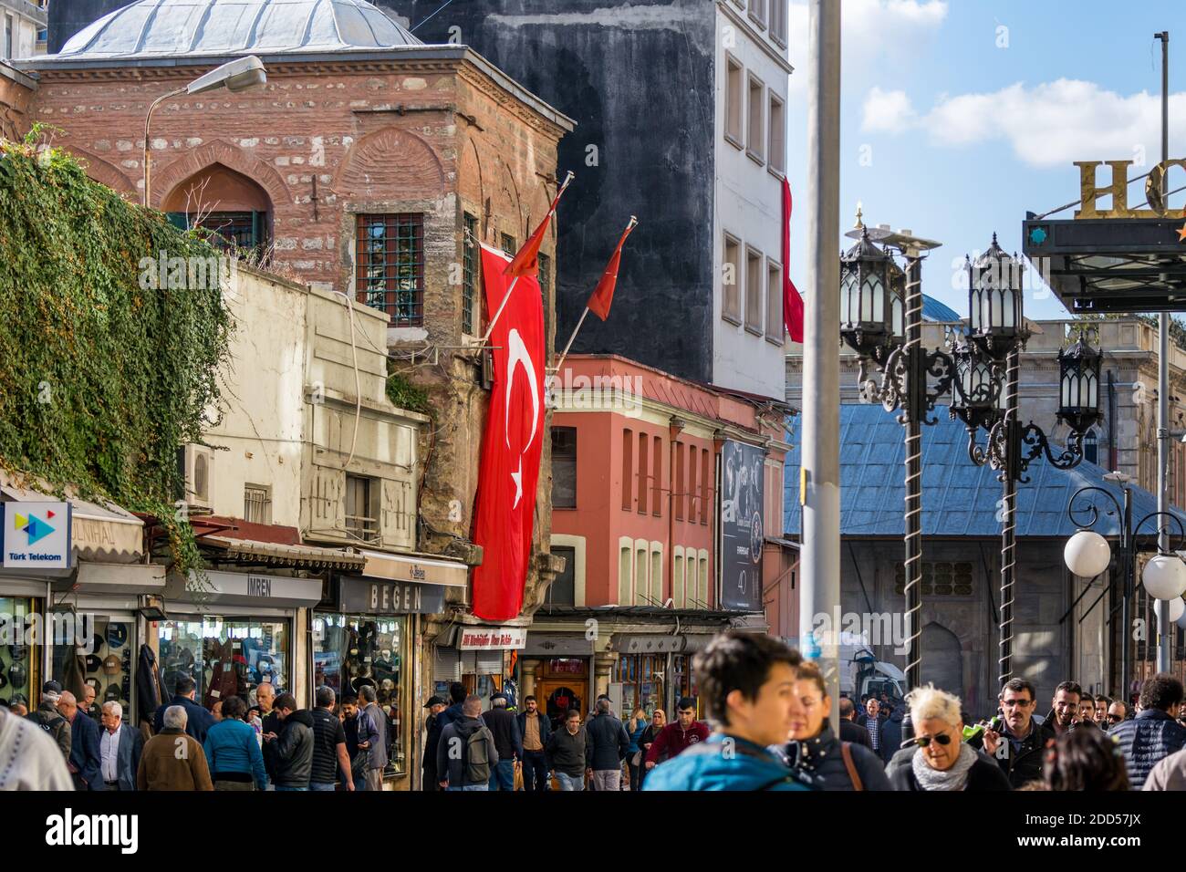 Crowd of people walking in the grand bazaar in Istanbul, Turkey Stock ...