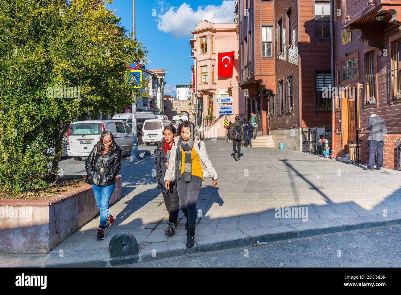 Female students walking at the campus of University of Istanbul, Turkey ...