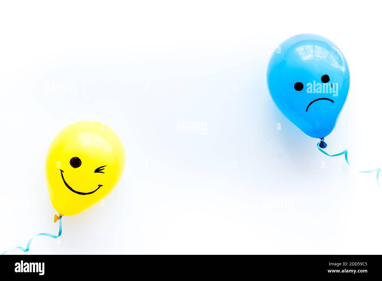 Positive and negative emotions background. Sad and happy faces on ...