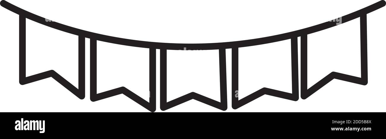 party pennants icon over white background, line style, vector ...