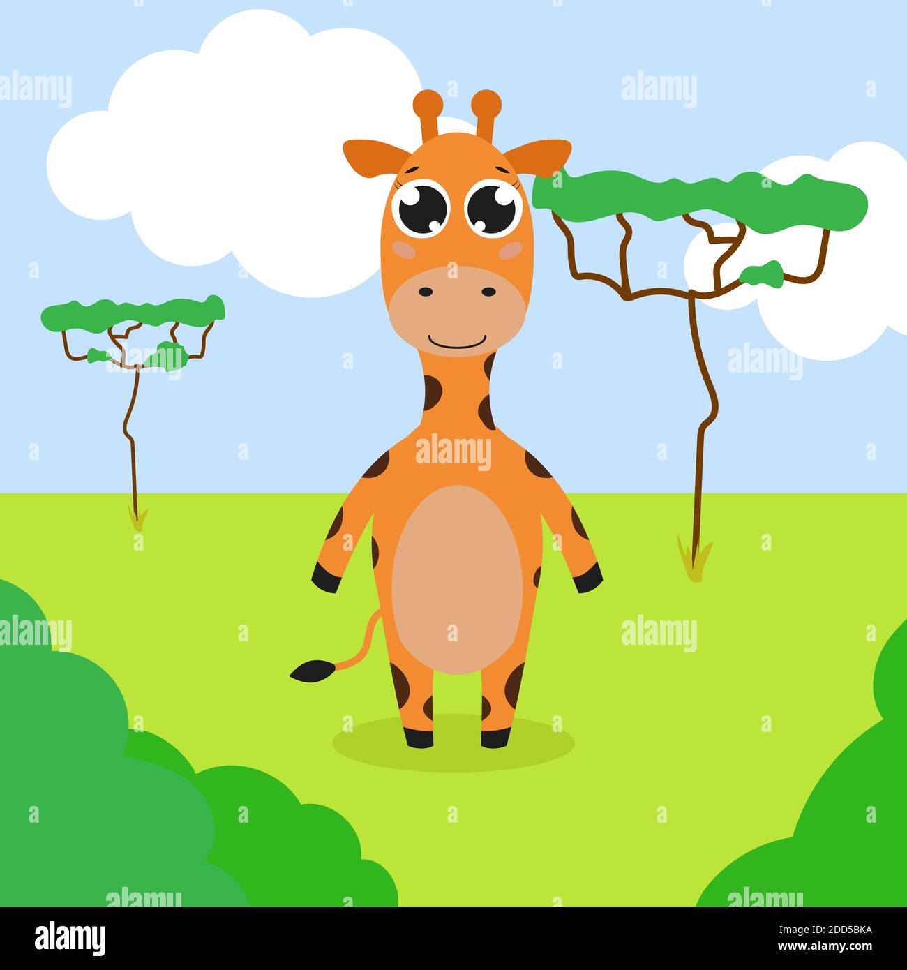 Happy giraffe. Vector cartoon illustration. Isolated. Cute character in ...