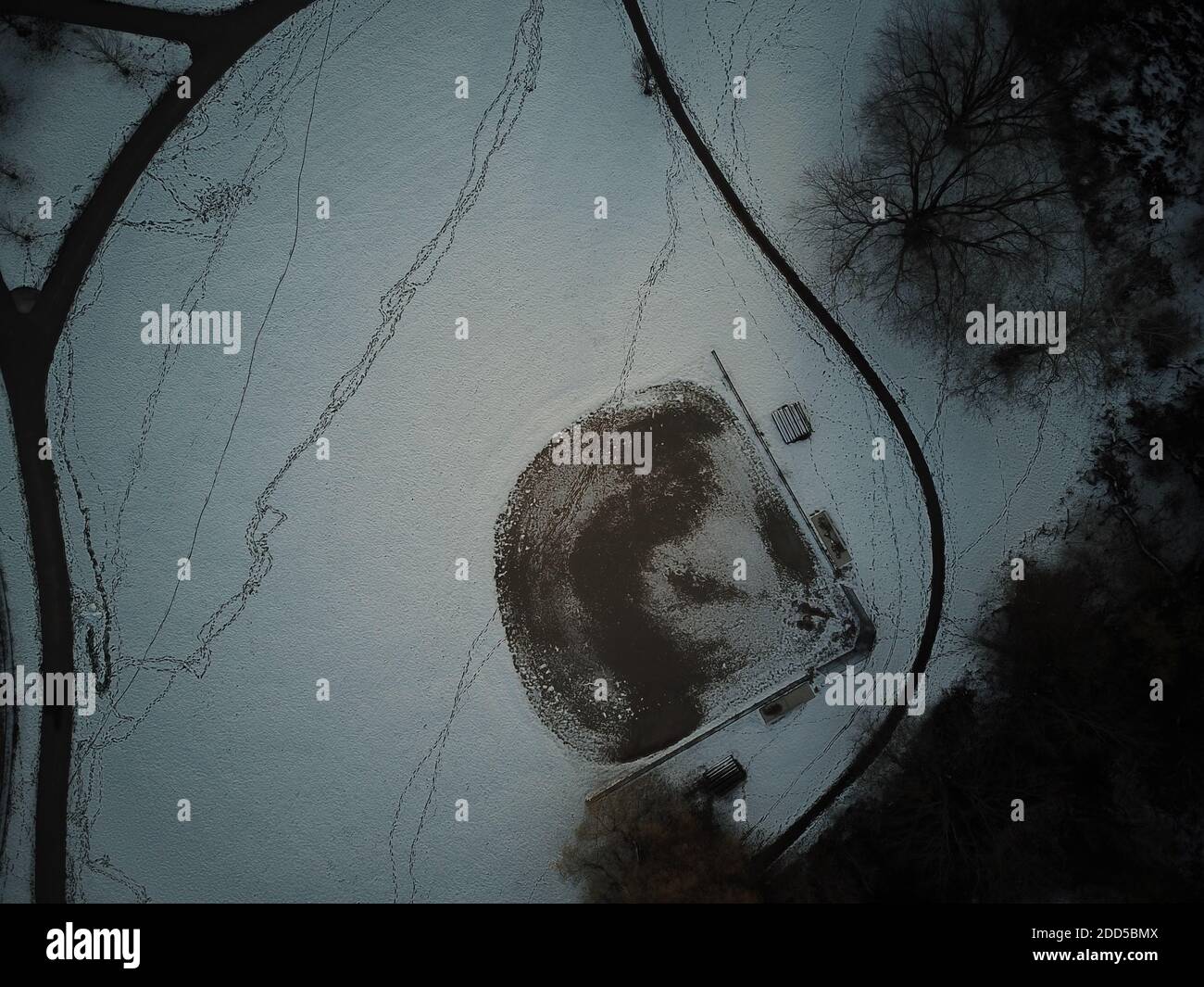 aerial photo of a baseball diamond in the winter. High quality photo ...