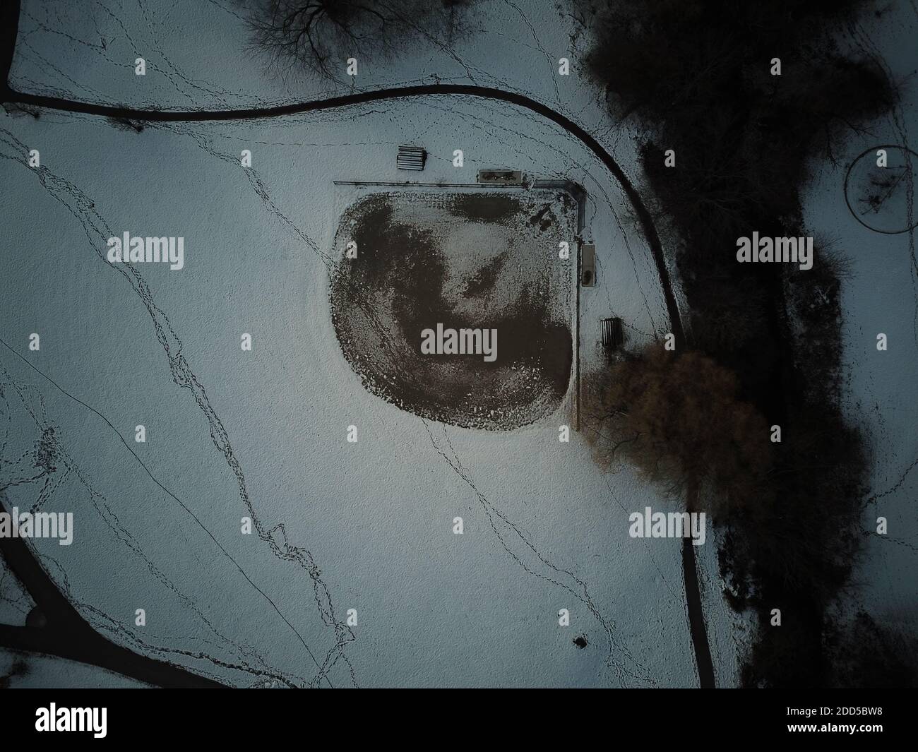 aerial photo of a baseball diamond in the winter. High quality photo ...
