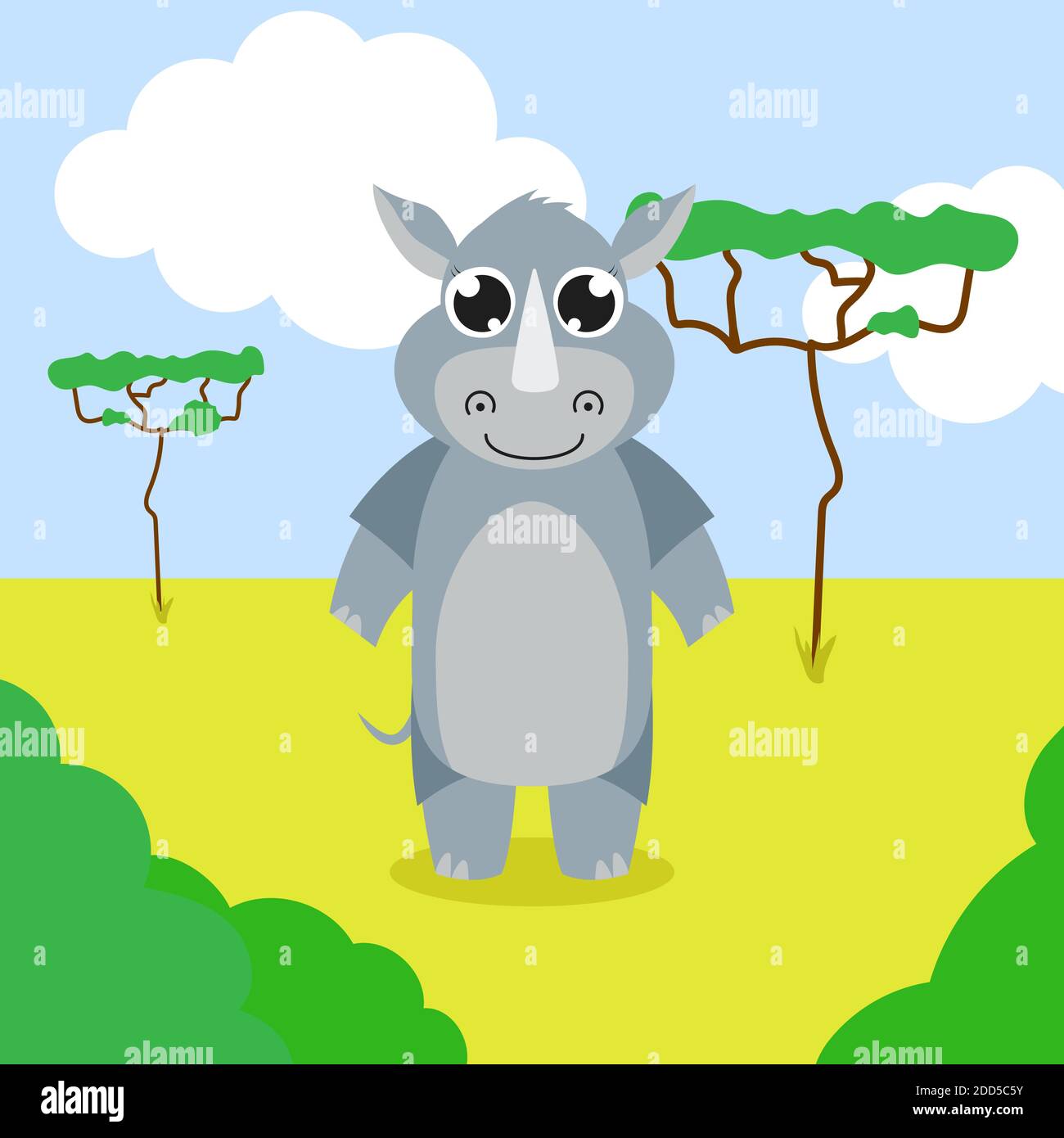 Happy rhino. Vector cartoon illustration. Isolated. Cute character in ...