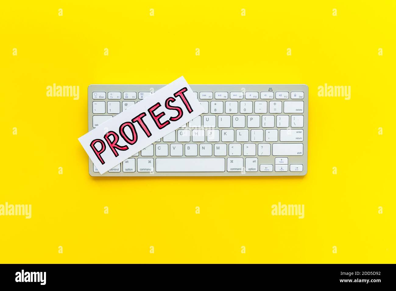 Protest online petition concept. Word Protest sign on the keyboard, top ...