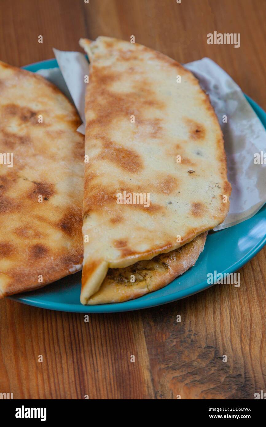 Manakish | Lebanese Traditional Breakfast Pastry in plate over natural ...