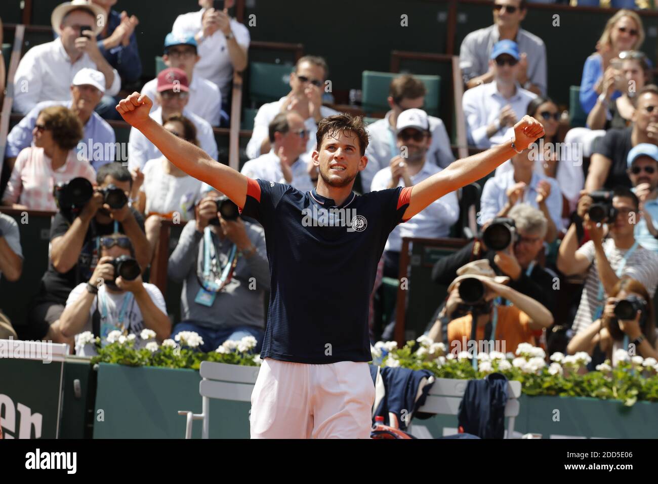 Austria's Dominic Thiem playing in the semi-final of the French Tennis Open 2018, in the Roland ...