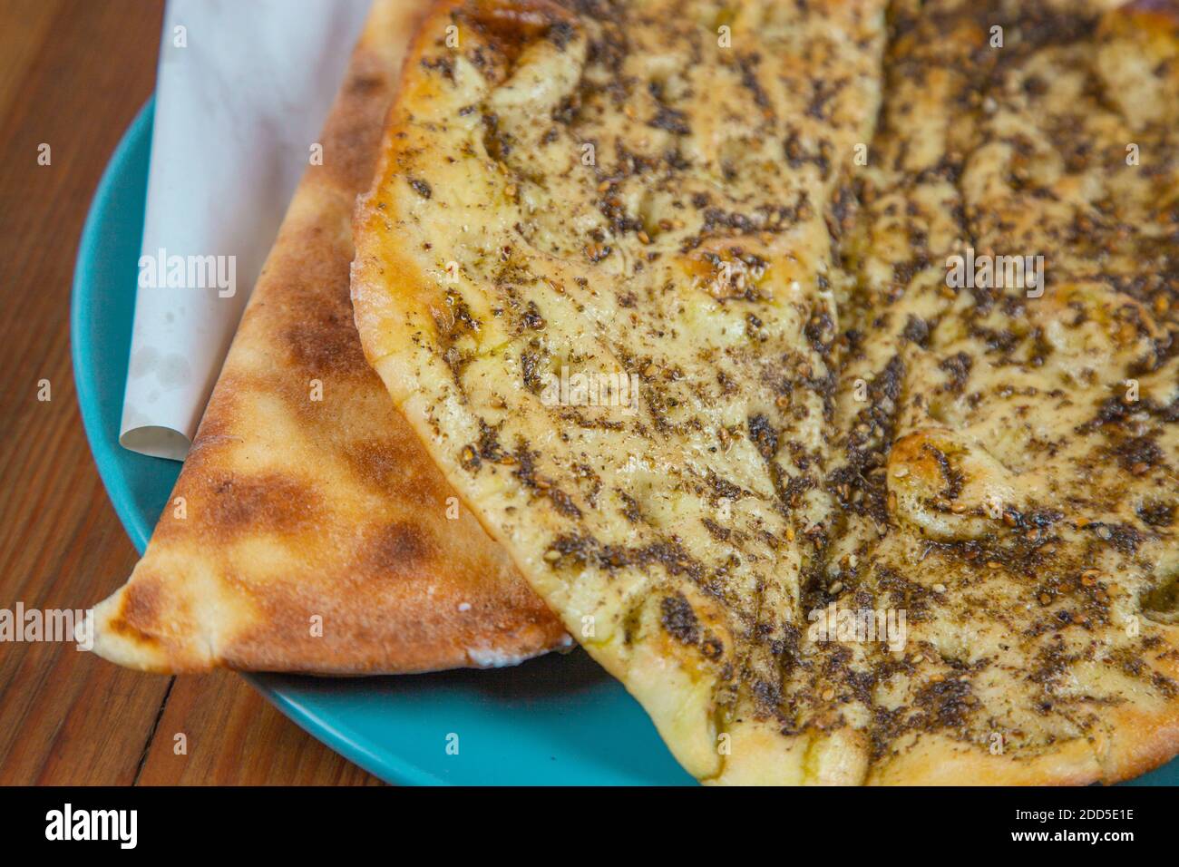 Manakish | Lebanese Traditional Breakfast Pastry in plate over natural ...