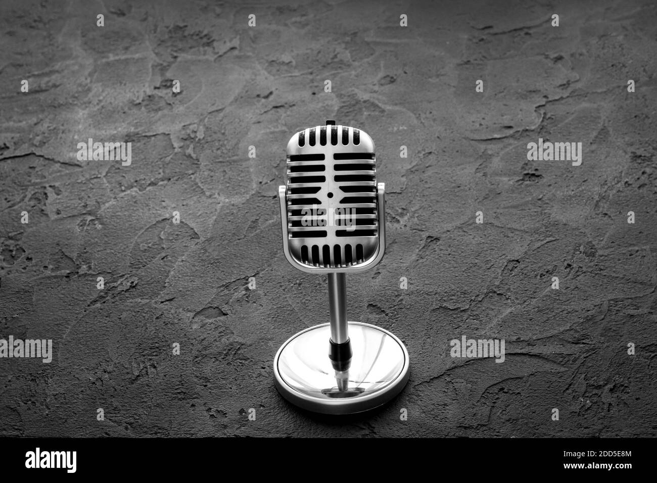 Audio recording with retro microphone, close up Stock Photo - Alamy