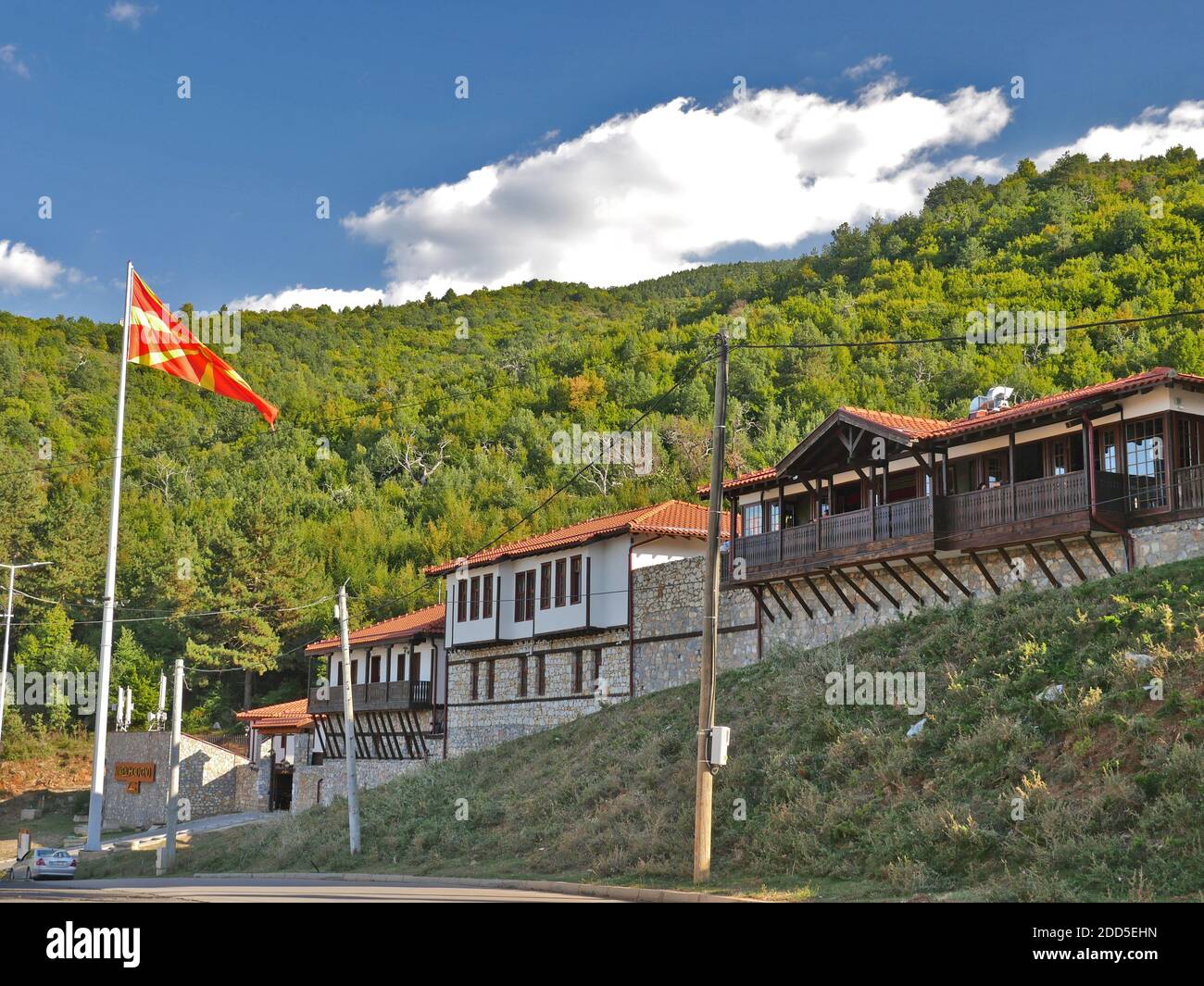 old Macedonian village, traditional architecture building landscape ...
