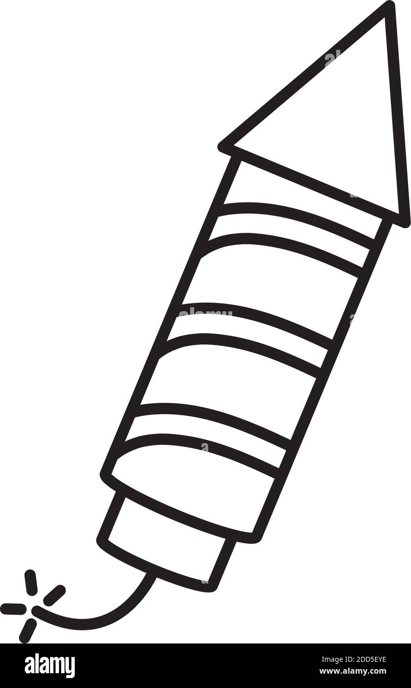 firework rocket icon over white background, line style, vector ...