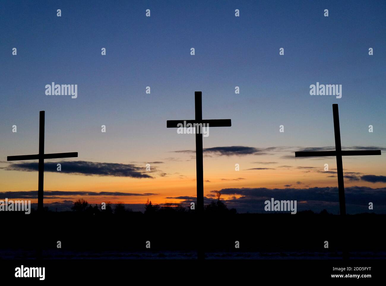 Silhouette the cross on sunset background Stock Photo - Alamy