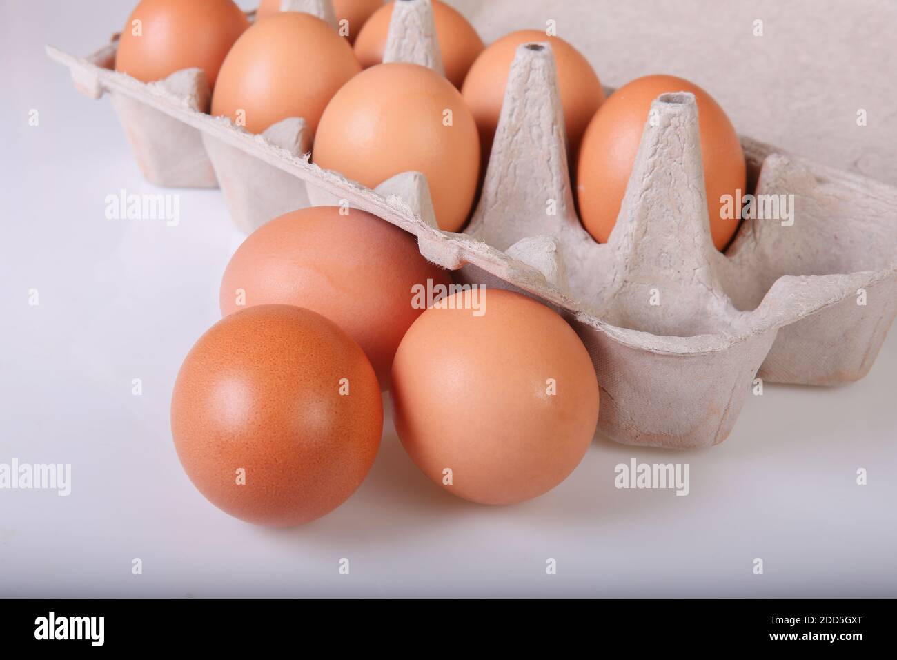A box of chicken eggs. Closeup. Isolated Stock Photo - Alamy