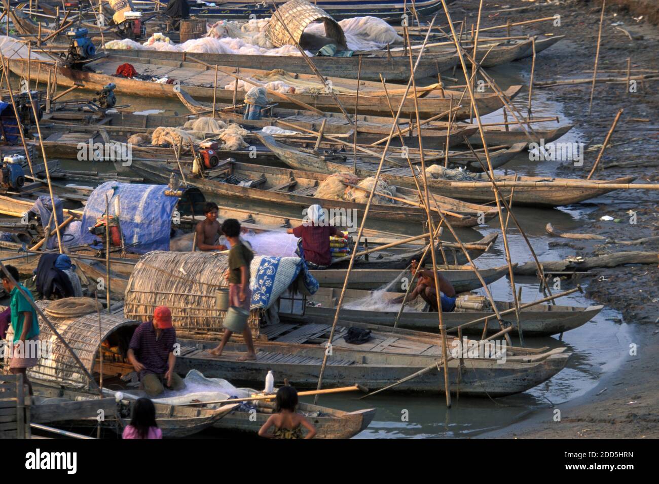 a fishing Harbour on the Mekong river at the village of Kampong Cham in ...