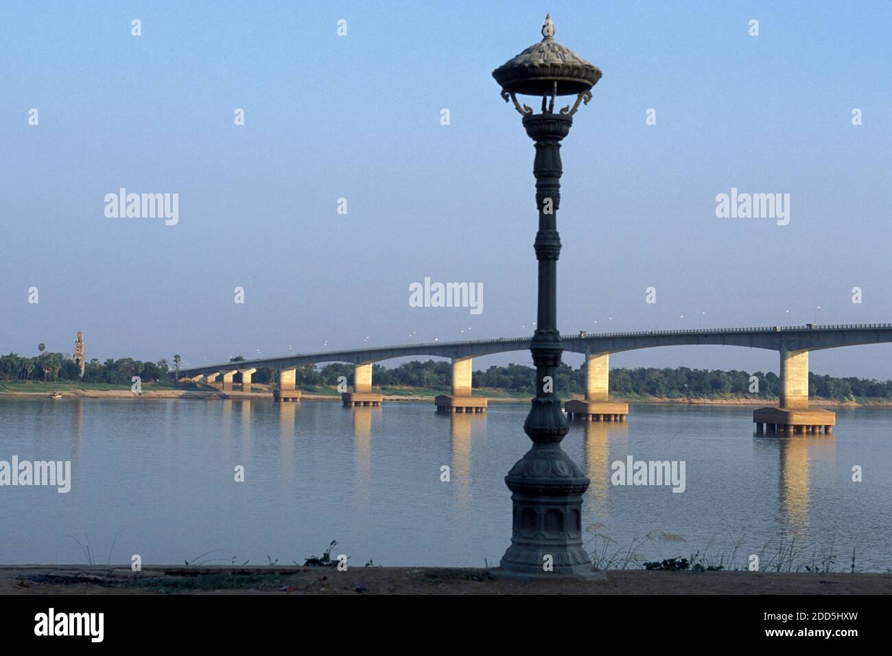 the Bridge on Mekong river at the village of Kampong Cham in the centre ...
