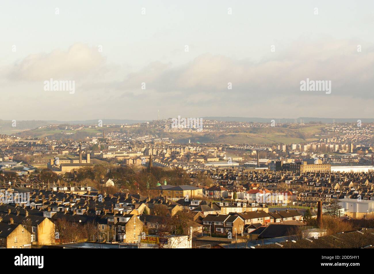 View across the rooftops on the West Yorkshire town of Bradford Stock ...