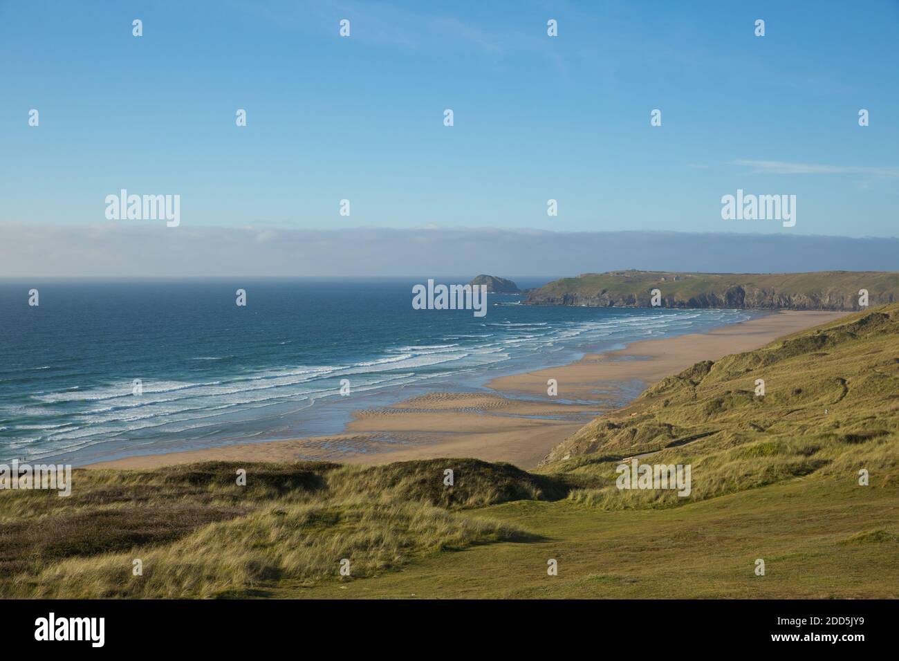 Perran Sands beach and sand dunes Perranporth Cornwall Stock Photo - Alamy