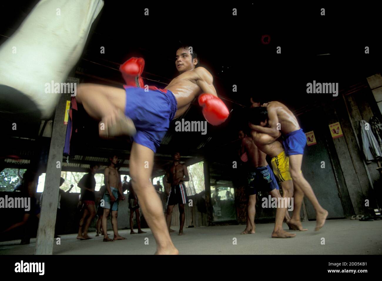 a muay Thai Boxing Training at a sport school in the city of Phnom Penh ...