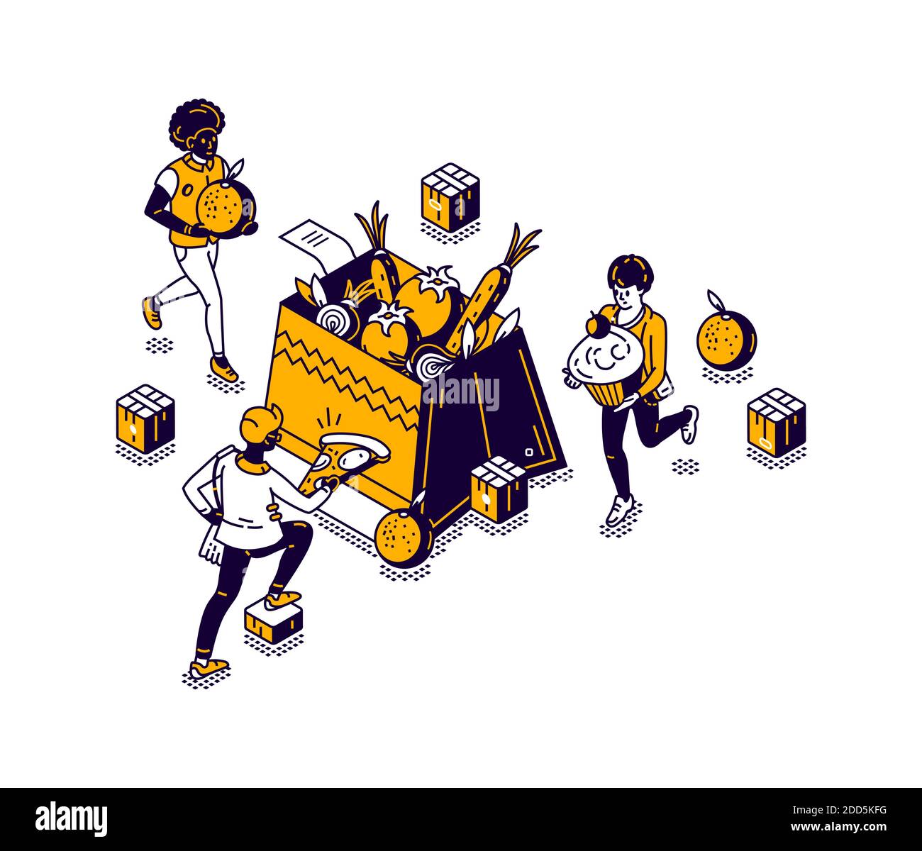 Food in donation box Stock Vector Images - Alamy