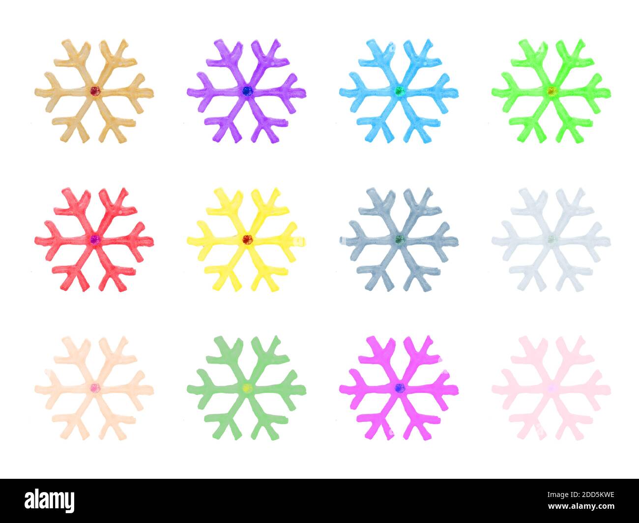 colored snowflakes set isolated on white background Stock Photo - Alamy